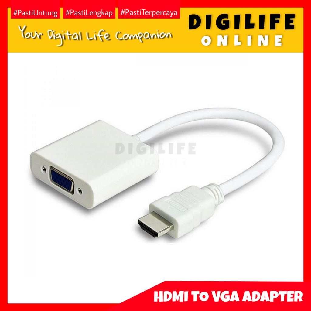 Jual Kabel Adapter HDMI ke VGA Female Sambungan Konektor Taffware Putih ...