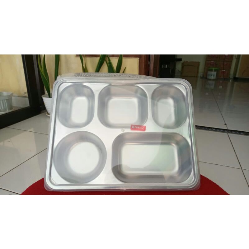 Jual Food Tray Tempat makanan / piring stainless dengan tutup Plastik ...