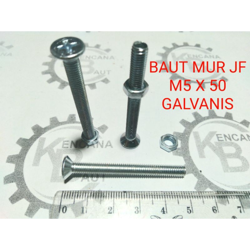 Jual BAUT MUR JF M5 X 50 GALVANIS KUNCI OBENG PLUS PANJANG 5 CM | Shopee Indonesia
