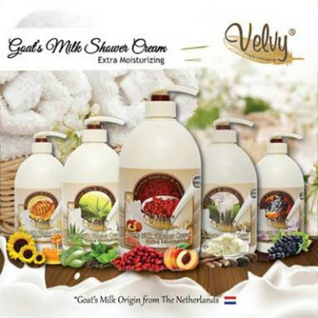Jual Velvy Goat's Milk Shower Cream Extra Moist 1000ml pump | Shopee ...