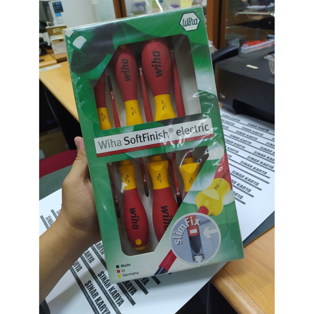 Jual Obeng WIHA 3201 K6 SoftFinish Electric SlimFix Slotted Phillips Screwdriver Set 6 Pcs ...