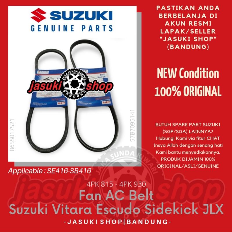 Jual Fan AC Belt Sabuk Tali Kipas Mesin Suzuki Vitara Escudo Sidekick Nomade JLX SE416 SB416 ...