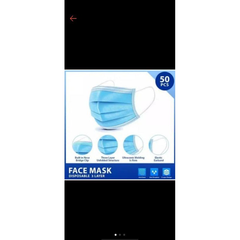 Jual MASKER EARLOOP DISPOSABLE 3 PLY 1 BOX ISI 50PCS | Shopee Indonesia