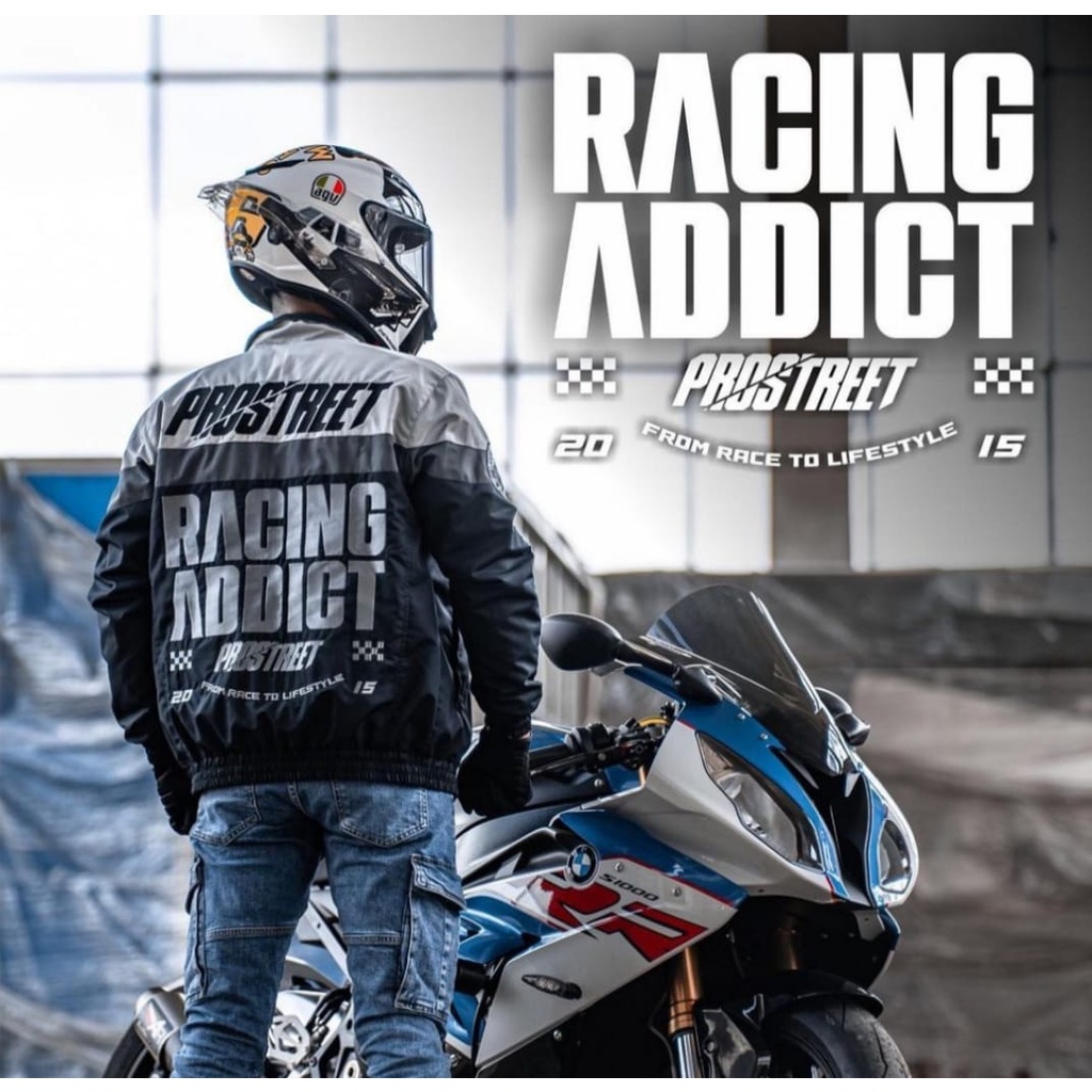 Jual NEW PROSTREET RACING ADDICT BLACK GREY JAKET BIKERS BAHAN PRINTING ...
