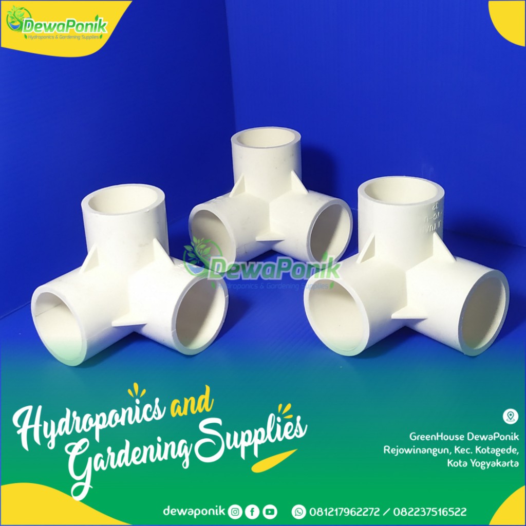 Jual 3 WAY Sambungan Pipa PVC 1" Putih utk Pembuatan Rak Hidroponik dan ...