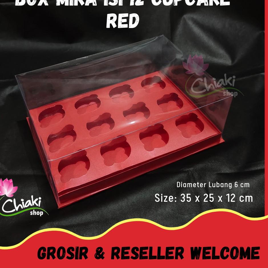 Jual Box Mika ALAS MERAH 35 x 25 x 12 Cupcake isi 12 Cake Pudding Dus ...