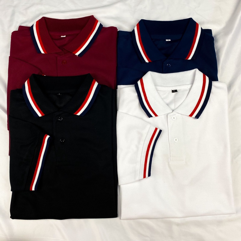 Jual T-Shirt Wangki polos kaos kerah 3 list atasan pria lengan pendek 2 ...