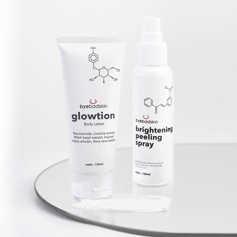 Jual Bye Bad Skin Hemat Glowtion body lotion & Pelling Sprey | Shopee ...