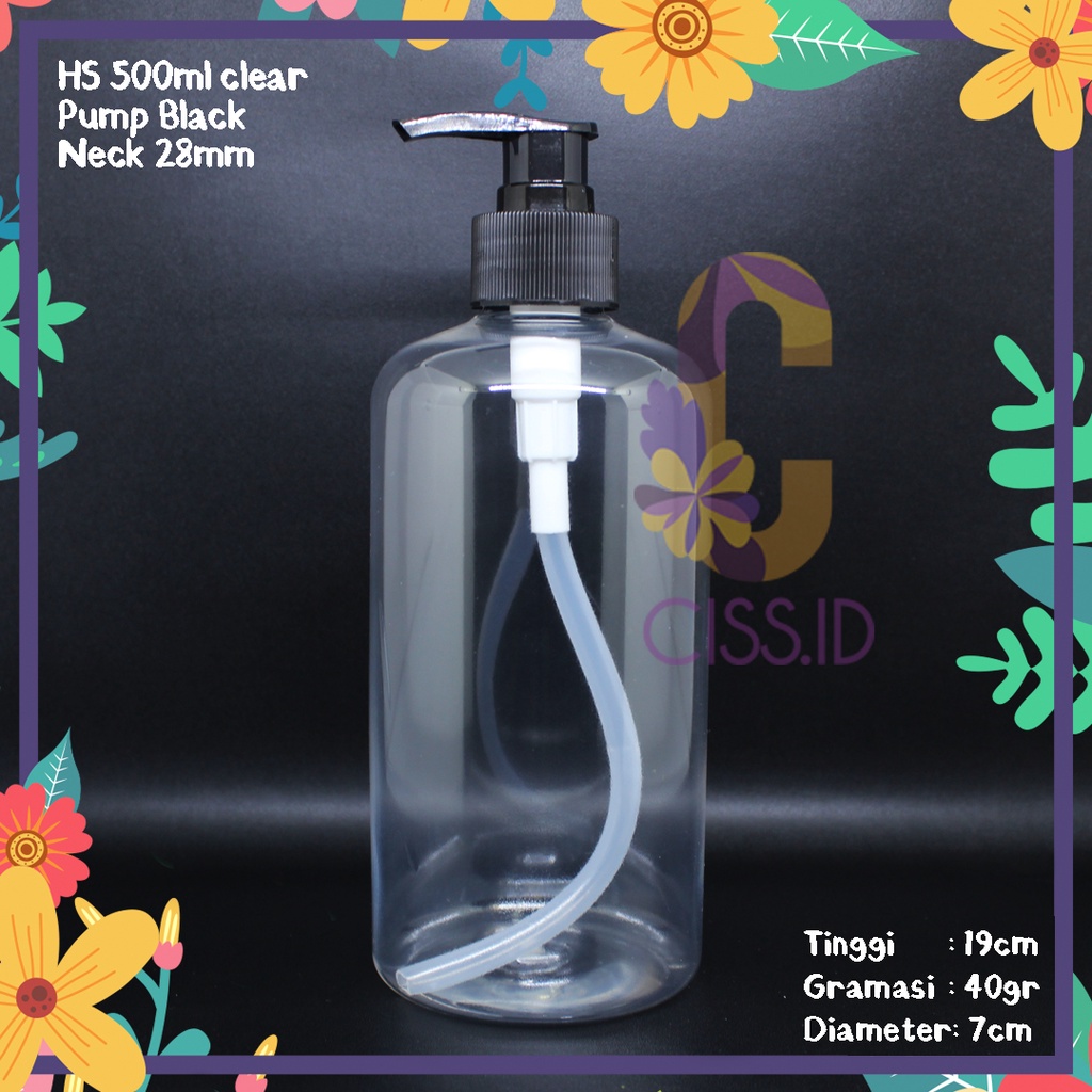 Jual BOTOL PLASTIK HS 500ML CLEAR PUMP HITAM N28 IMPORT PET KEMASAN SABUN MANDI CAIR HANDSOAP ...