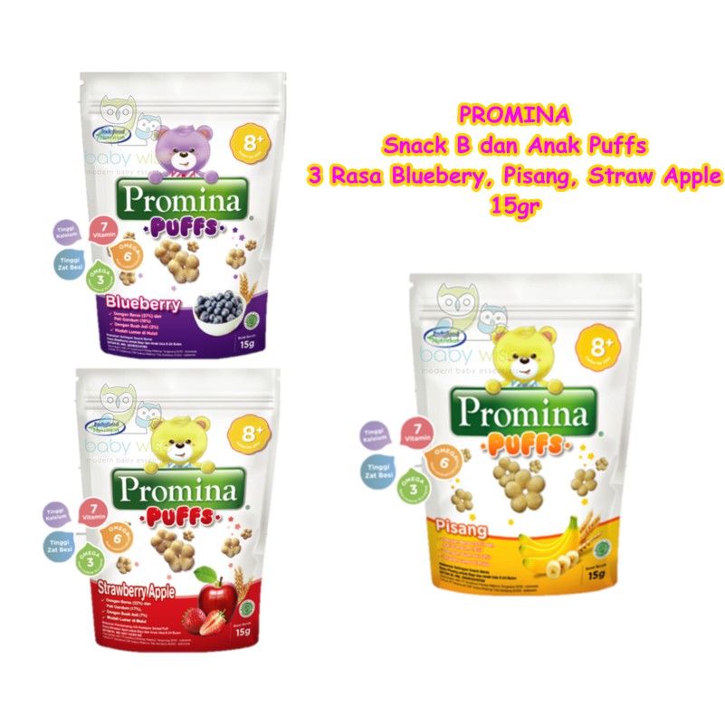 Jual PROMINA PUFFS SNACK BABY DAN ANAK 3 RASA 15GR / SUN PUFFS RASA ...