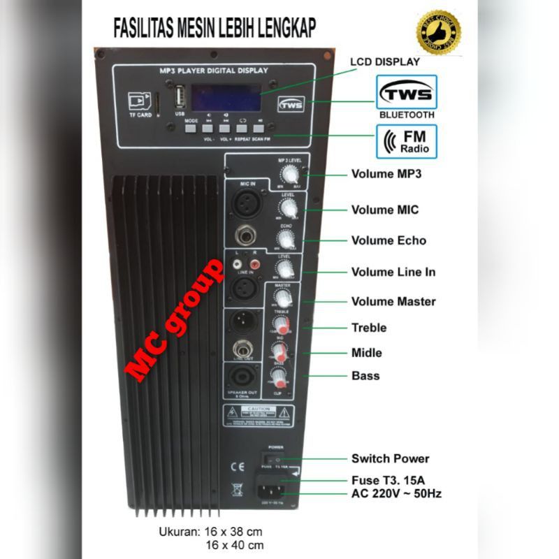 Jual mesin power kit aktif USB bluetooth import 1000 watt | Shopee ...