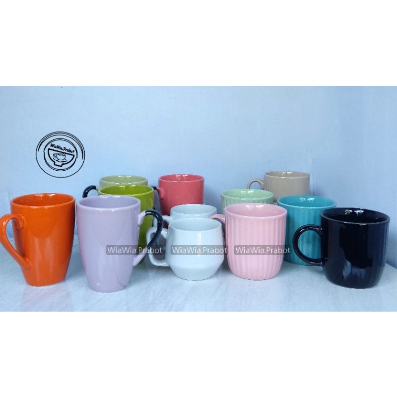 Jual mug keramik porselen putih bentuk corel 250ml gelas minum v tahan ...