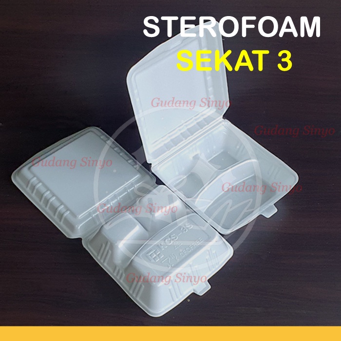 Jual Sterofoam Polos Sekat Tiga / Foam Tempat Nasi Isi 100 Pcs | Shopee ...