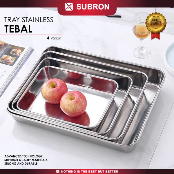 Jual SUBRON Nampan 25x20 30x25 Stainless Tray Tebal Multifungsi Tempat ...