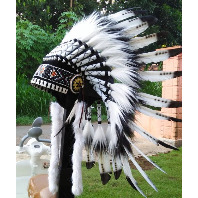 Jual topi indian topi Apache hitam putih | Shopee Indonesia