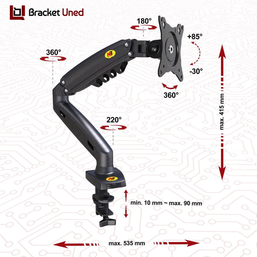 Jual Bracket Braket Breket Monitor 17-30 inch Full Motion Gas Strut ...
