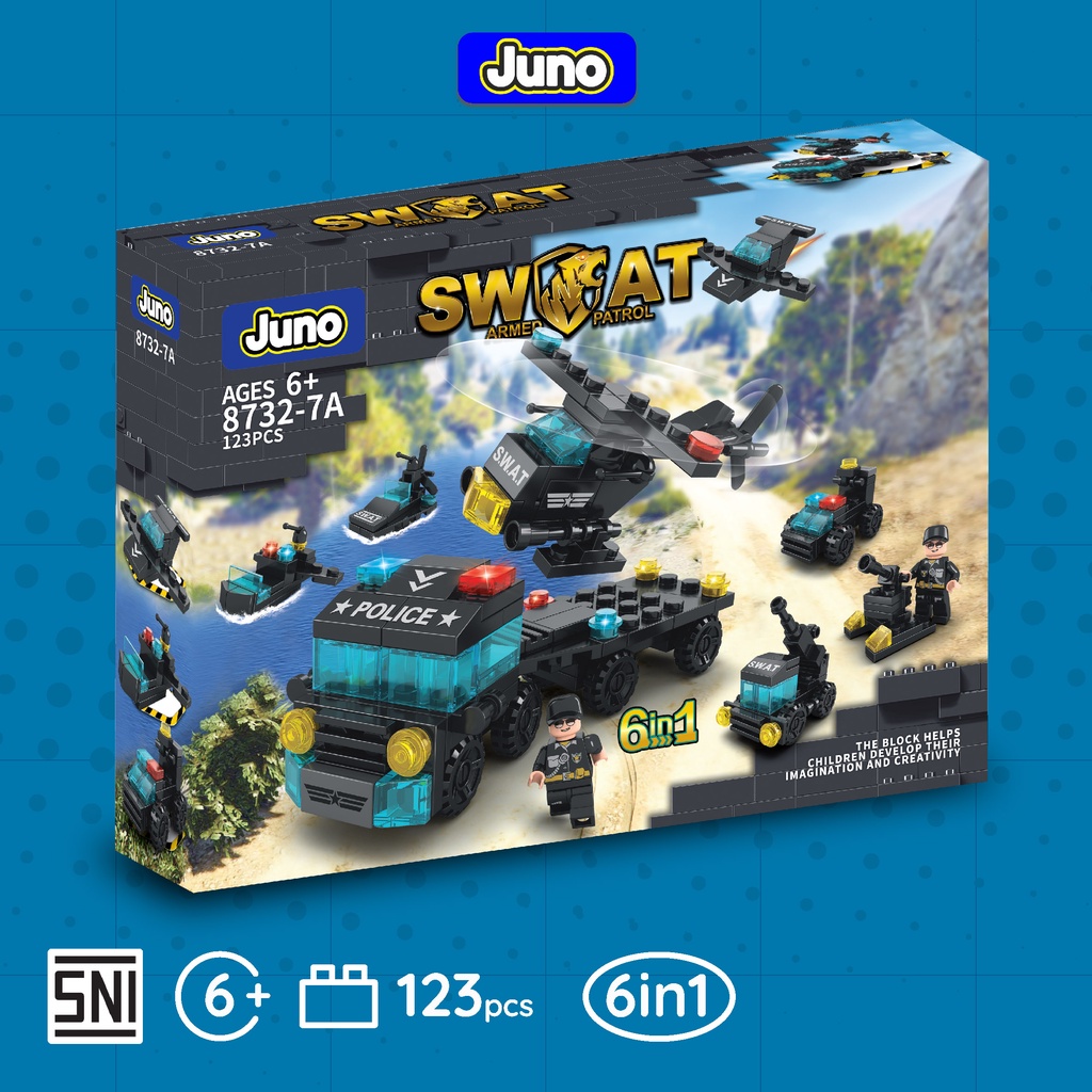 Jual JUNO Mainan Bricks / Balok Juno 8732-7A | SWAT Team 6in1 | Mainan ...