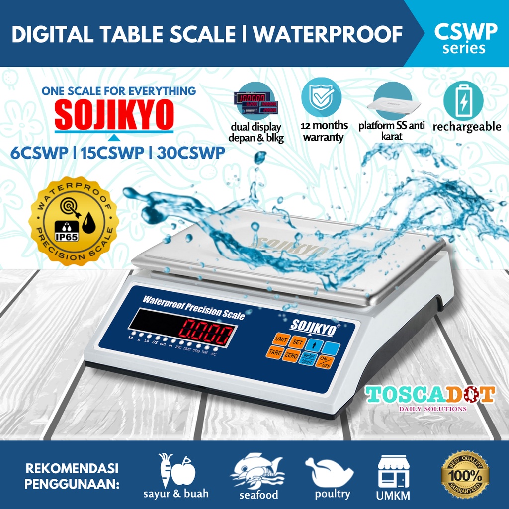 Jual CSWP | SOJIKYO - Waterproof computing digital scale 6kg-15 kg-30kg | Shopee Indonesia