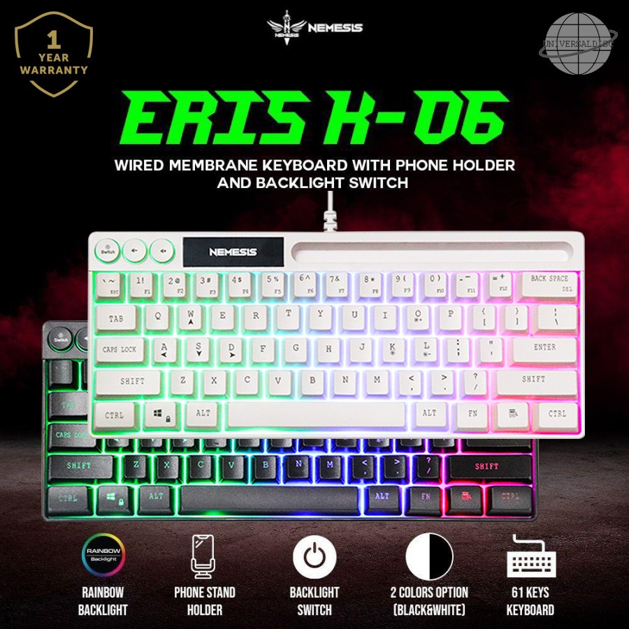 Jual ERIS K-06 Keyboard mini RGB with Stand holder NYK Nemesis K06 | Shopee Indonesia