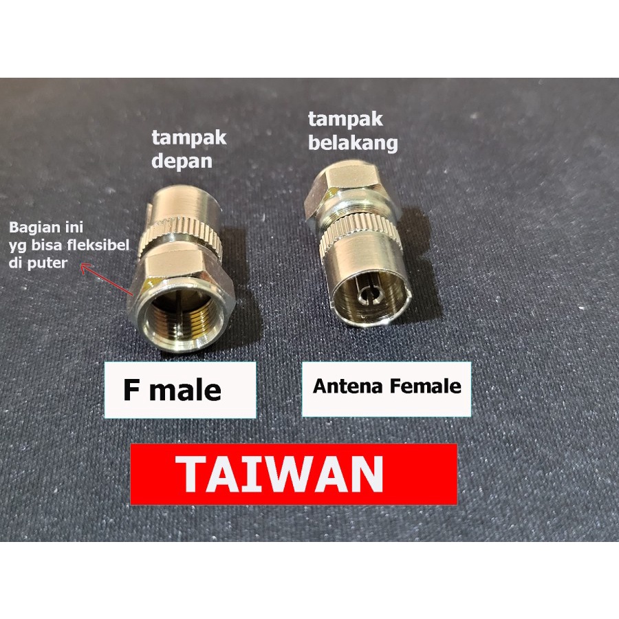 Jual connector made TAIWAN antena tv female to F male - converter ...