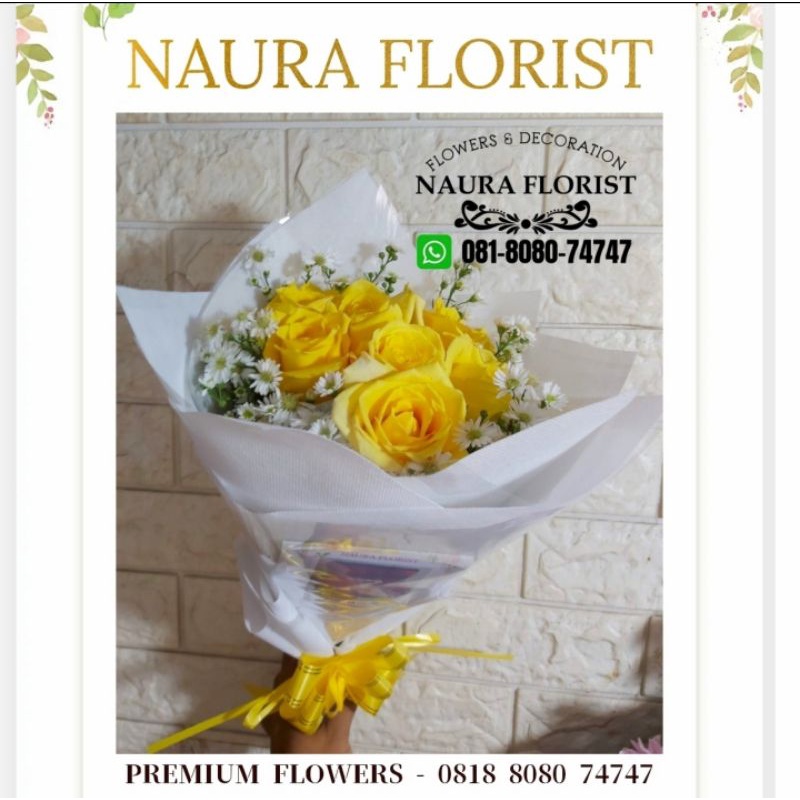 Jual buket bunga mawar kuning hadiah wisuda buket bunga asli buket ...
