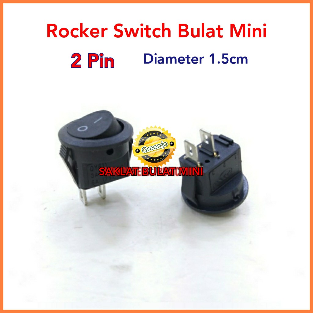 Jual Saklar On Off Mini Bulat 2 Pin Diameter 1.5cm / 15mm Rocker Switch ...