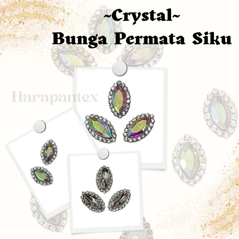 Jual Crystal Bunga Permata/Model Siku/Diamond Cangkang/10 Biji | Shopee ...