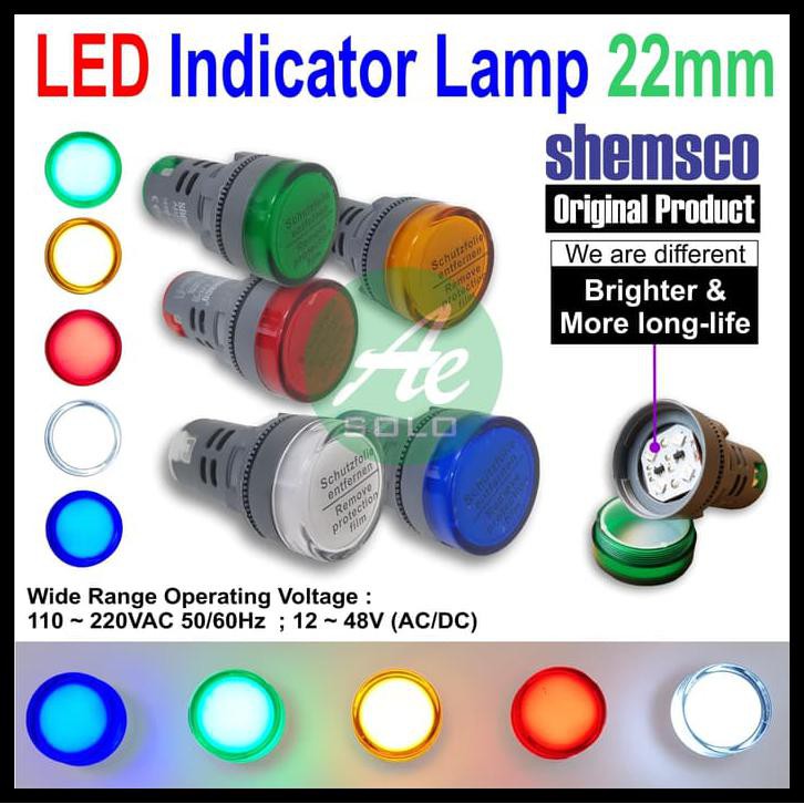 Jual PILOT LAMP INDICATOR LAMP LAMPU INDIKATOR PANEL LED 22MM R, G, Y ...