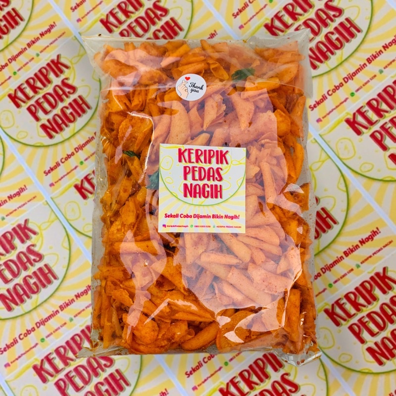 Jual KERIPIK PEDAS NAGIH (1/2kg) *dijamin bikin nagih* | Shopee Indonesia