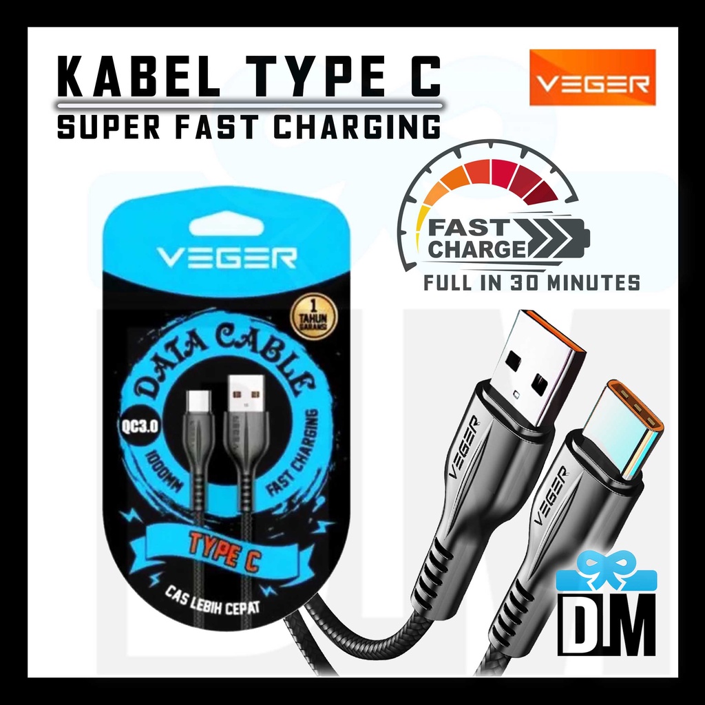 Jual Kabel Type C HP Data USB 3.0 Super Very Fast Quick Charging ...