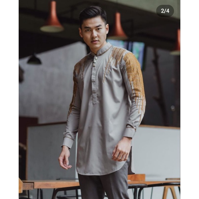 Jual Kemeja Kurta / Akurta Bordir NUC.ID Imam 07 (Ash Gray) | Shopee ...