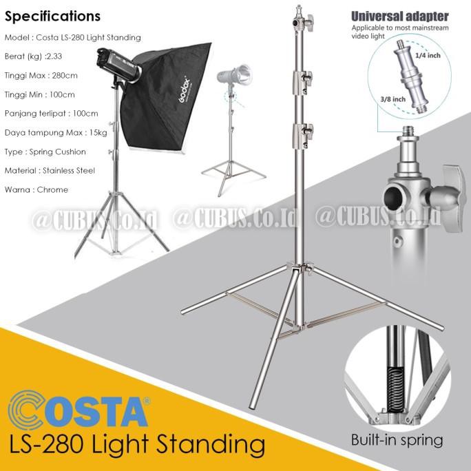 Jual COSTA LS 280 Light Stand Stainless Steel Adjustable Built-in ...