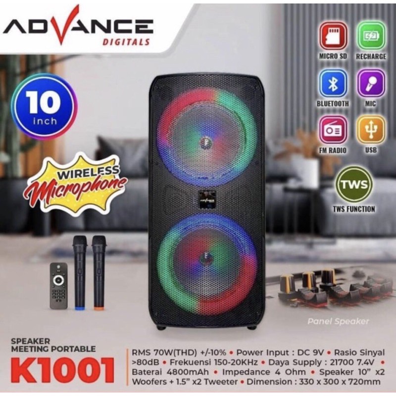 Jual SPEAKER AKTIF ADVANCE K 1001 10 INCHI FREE 2 MIC | Shopee Indonesia