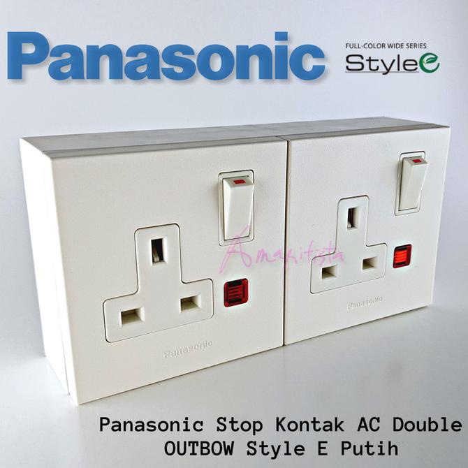 Jual Stop Kontak AC Double Panasonic Style E Putih OUTBOW Tempel ready ...