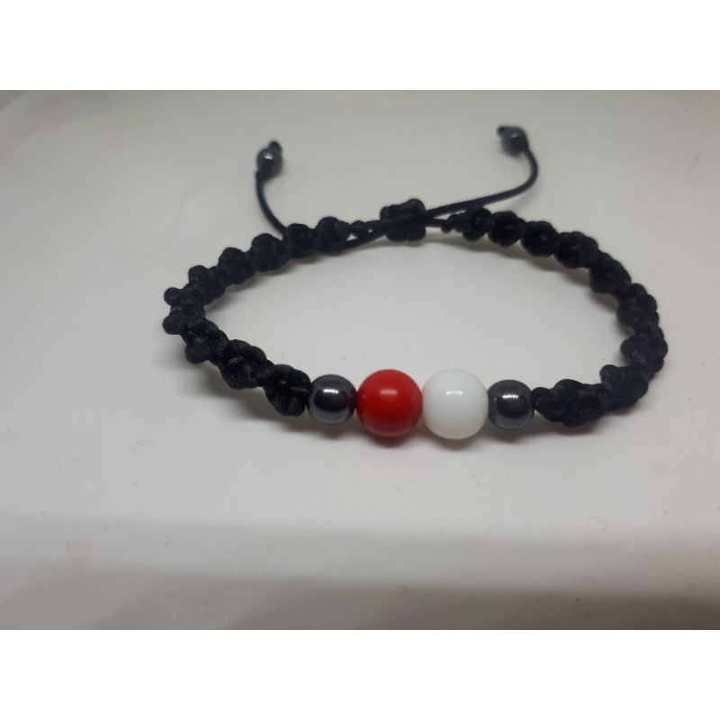 Jual Gelang Batu Merah Putih merdeka Dim 8mm Model Shambala Sangat Unik ...