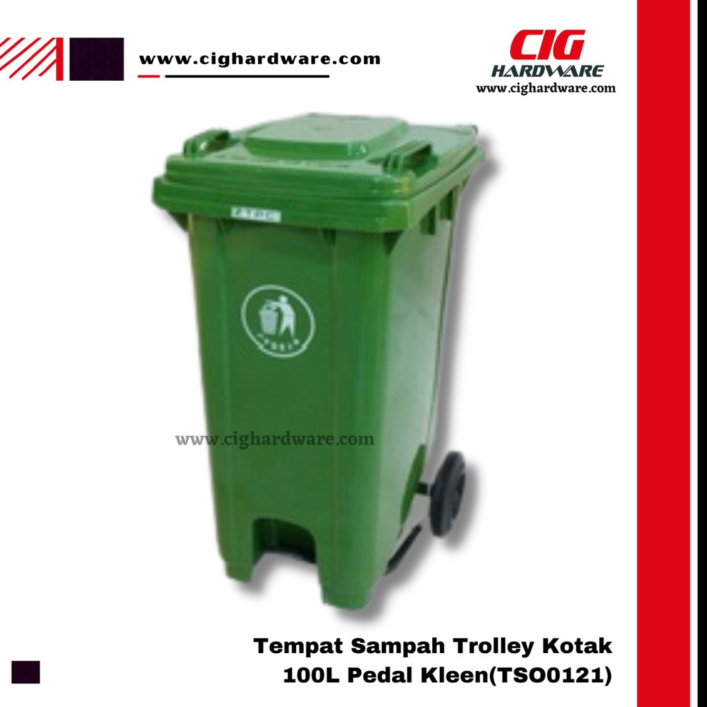 Jual Tempat Sampah Trolley Kotak 100 Liter Pedal KLEEN Warna Kuning | Shopee Indonesia