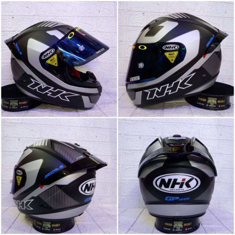 Jual helm full face NHK GP1000 MOTIF NEW DELTA 3 BLACK MATT SILVER ...
