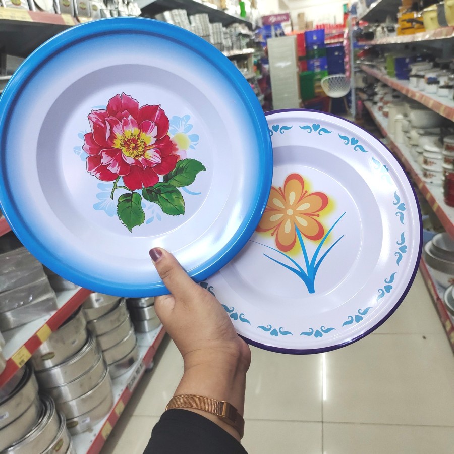 Jual Piring seng jadoel 22 cm (BMW) motif bunga | Shopee Indonesia