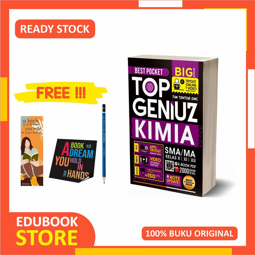 Jual BUKU KIMIA SMA BEST POCKET TOP GENIUZ KIMIA - EMC - (BONUS PENSIL 2B, BOOKMARK, STIKER ...