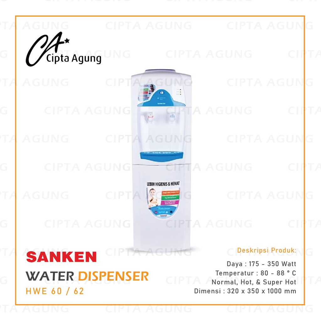 Jual DISPENSER GALON ATAS SANKEN HWE 60 HWE 62 HWE-60 HWE-62 HWE60 ...