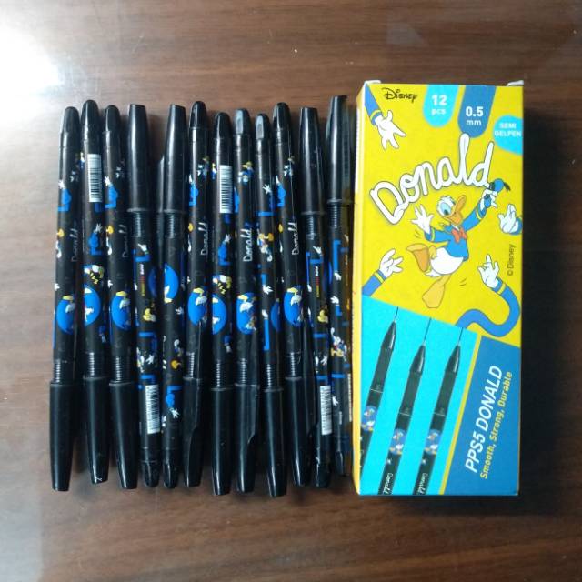 Jual Pulpen merk PIPO PPS 5 DISNEY DONALD 0.5 Hitam semi Gel | Shopee ...
