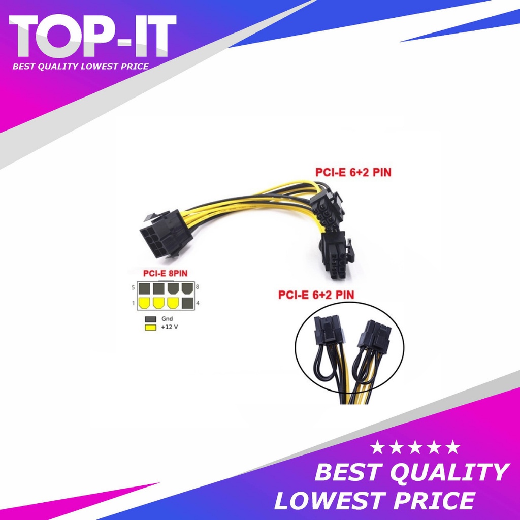 Jual Kabel Power Splitter VGA 8 pin female to dual 8 (6+2) Male Low ...