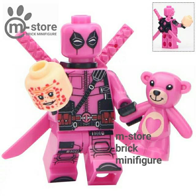 Jual brick pink deadpool mini toy figure | Shopee Indonesia