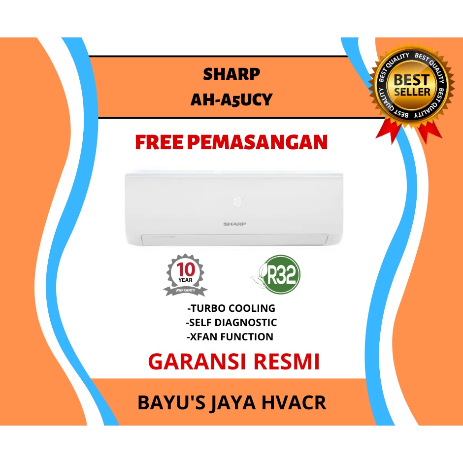 Jual AC SHARP AH-A5UCY AC Standard R32 1/2 PK + PASANG 0.5PK | Shopee Indonesia