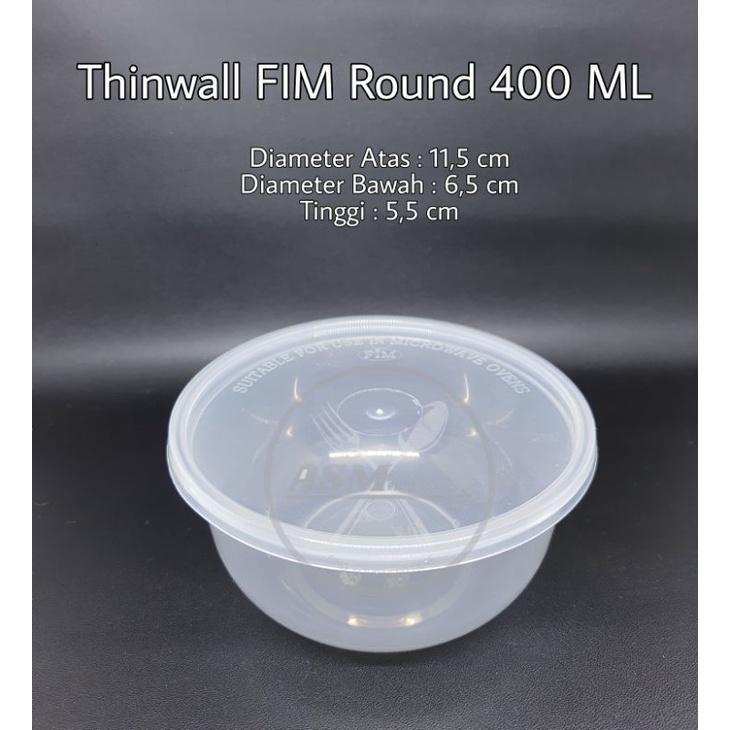 Jual Thinwall FIM Round 400 ML + TUTUP / Food Container Bulat Tahan ...