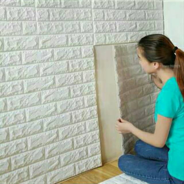 Jual BATA FOAM PUTIH 3D BRICK FOAM WALLPAPER STICKER UK 70CM x 77CM ...