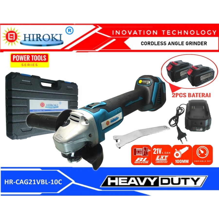 Jual HIROKI MESIN GERINDA TANGAN CORDLESS BATERAI 21 V 4 AH BRUSHLESS ...