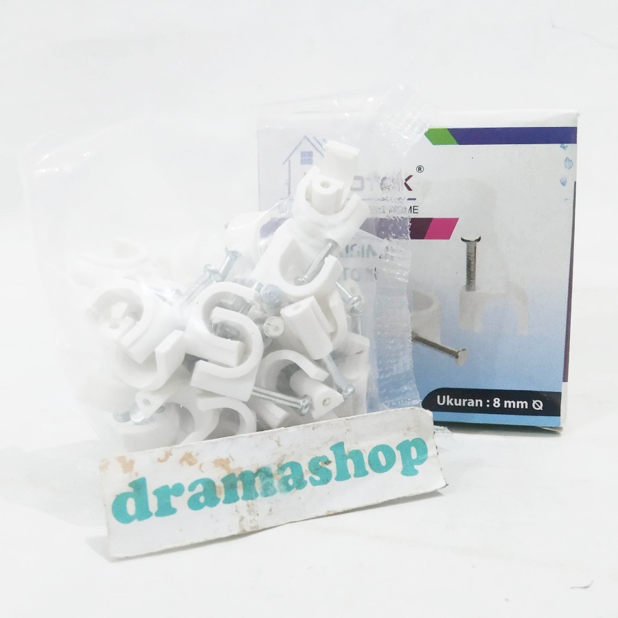 Jual Klem clam clamp Kabel Paku Beton tembok kayu Cable Clips 8 9 10 mm ...