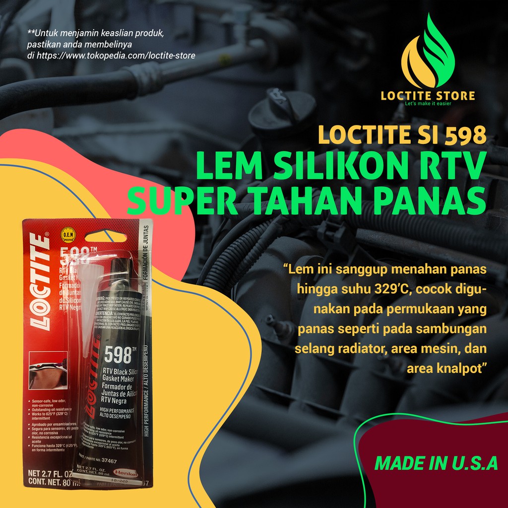 Jual LEM SILIKON RTV TAHAN PANAS UTK KARTER KNALPOT RADIATOR LOCTITE SI ...