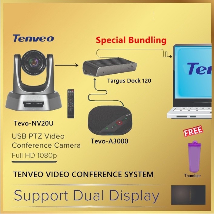 Jual Tenveo TEVO NV20U+TEVO A3000+TARGUS DOCK 120 Bundling Video Conference | Shopee Indonesia